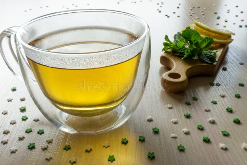 Thermal Glass Cup with Herbal Tea. Stock Photo - Image of healthy ...