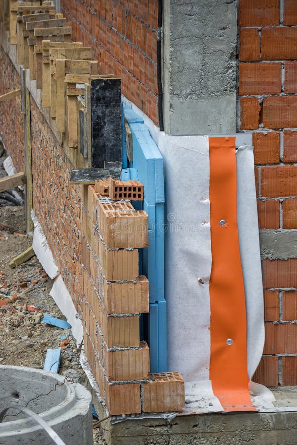 Thermal and Hydro Insulation on Wall at a Building Site Stock Photo ...