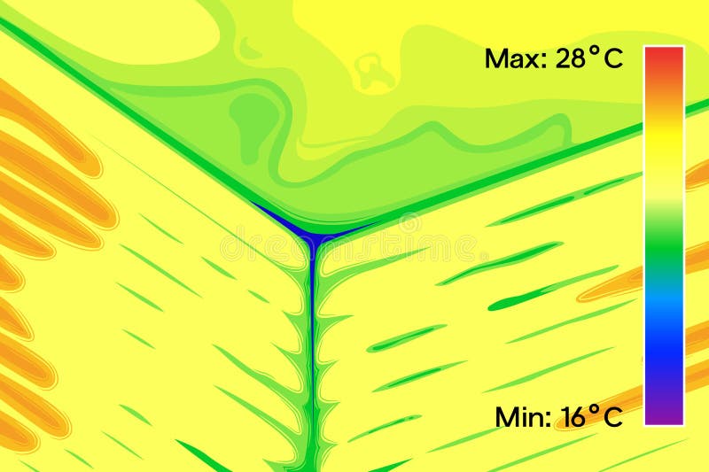 Thermal Image of Corner in Building Vector Illustration. Stock Vector ...