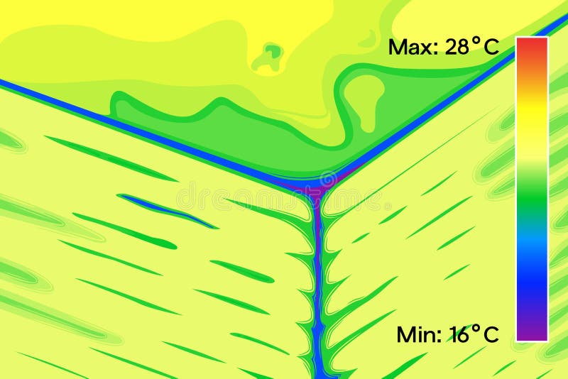 Thermal Image of Corner in House, Boards, Wall Vector Illustration ...