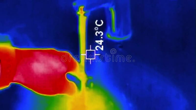 Hot Water Tap Thermal View stock video. Video of temperature - 321291687