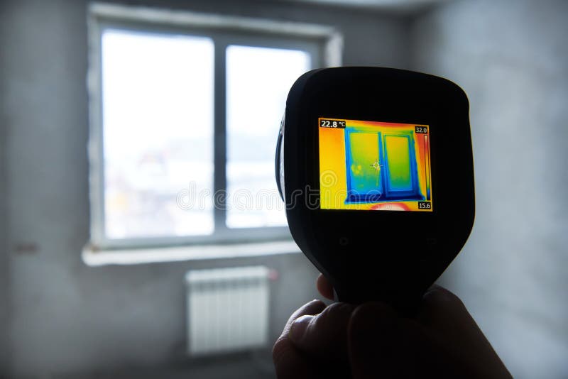Thermal Imaging Camera Inspection of Building. Check Temperature Stock ...