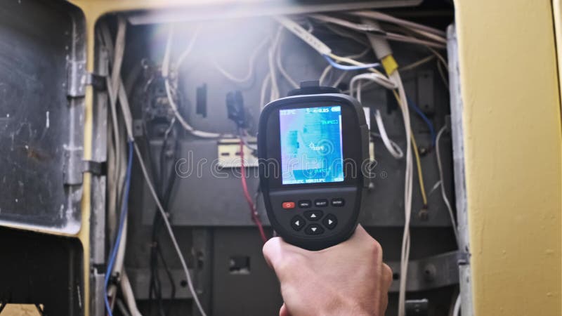 Thermal Camera Inspects Electrical Box Wire Temperatures Stock Footage ...