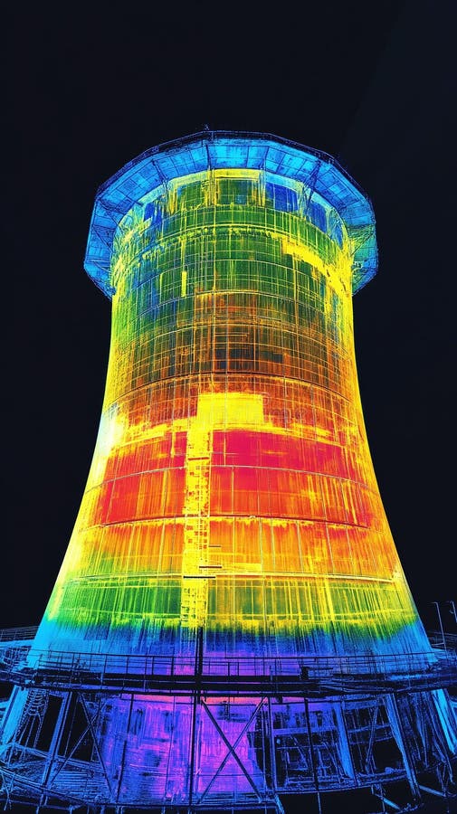 Thermal Imaging of a Cooling Tower Showing Uneven Heat Dissipation ...
