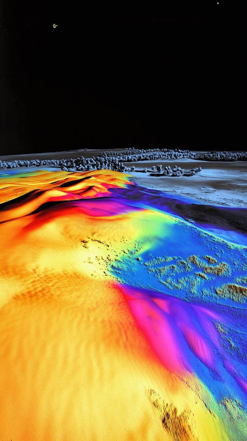 Thermal Imaging of a Desert Landscape Showing Temperature Variations ...