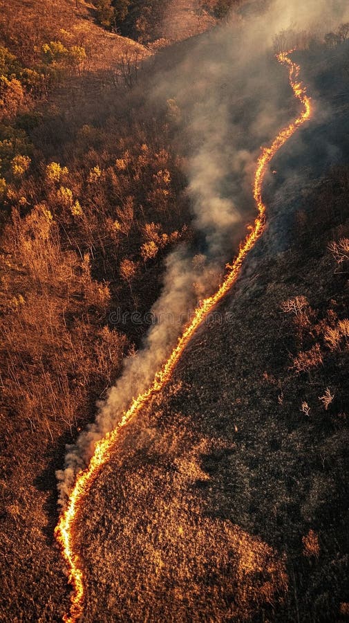 Thermal Imaging of a Forest Fire Spreading Across Dry Terrain Captured ...
