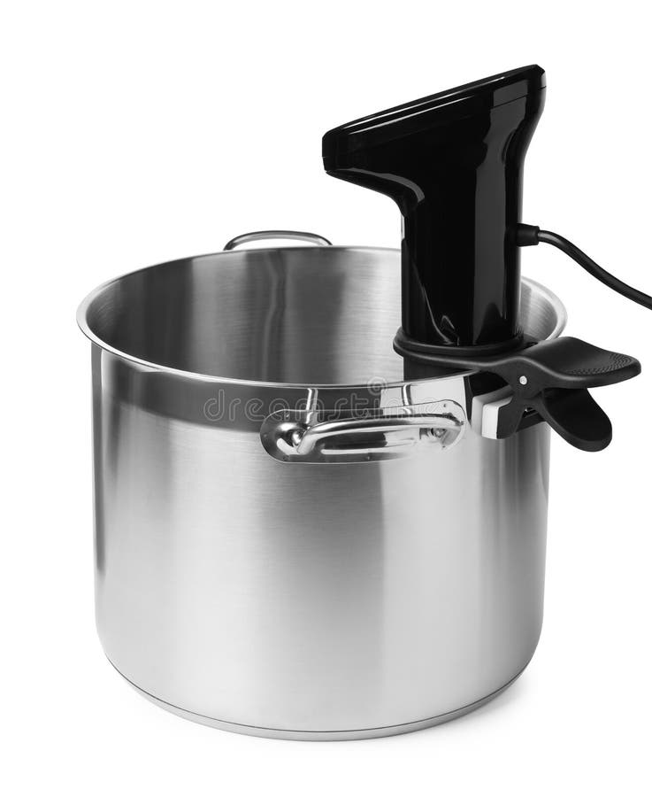 Thermal Immersion Circulator in Pot Isolated on White. Sous Vide Cooker ...