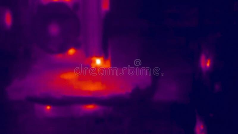 Thermal Infrared Imaging View of Computer System Unit, Motherboard with ...