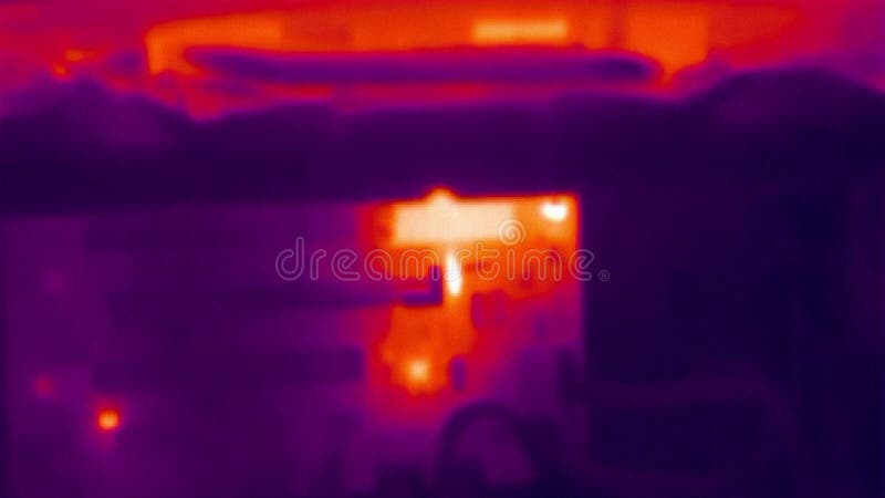 Thermal Infrared Imaging View of Computer System Unit, Motherboard with ...