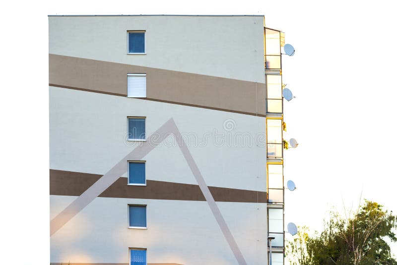 Thermal Insulated Building with New Facade Paint Stock Photo - Image of ...
