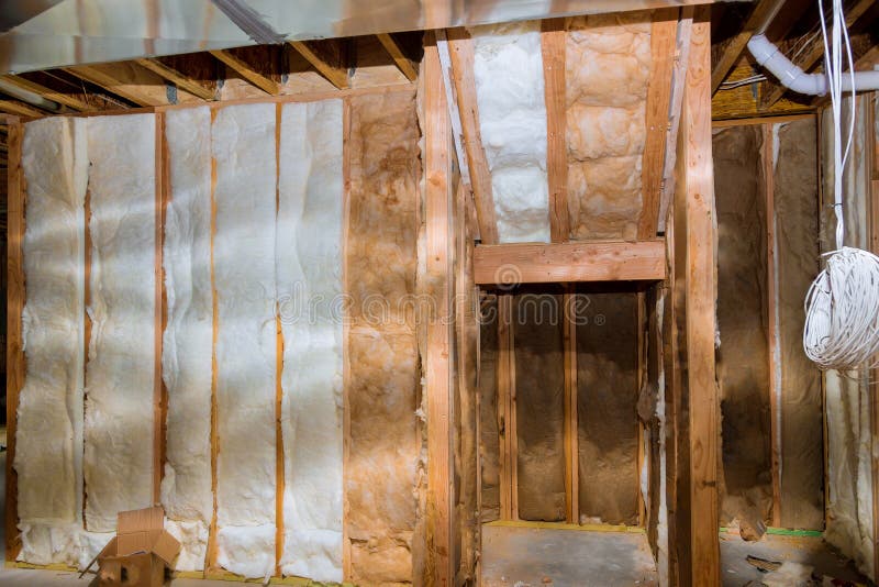 Thermal Insulation with House Construction Site Basement Walls Stock ...