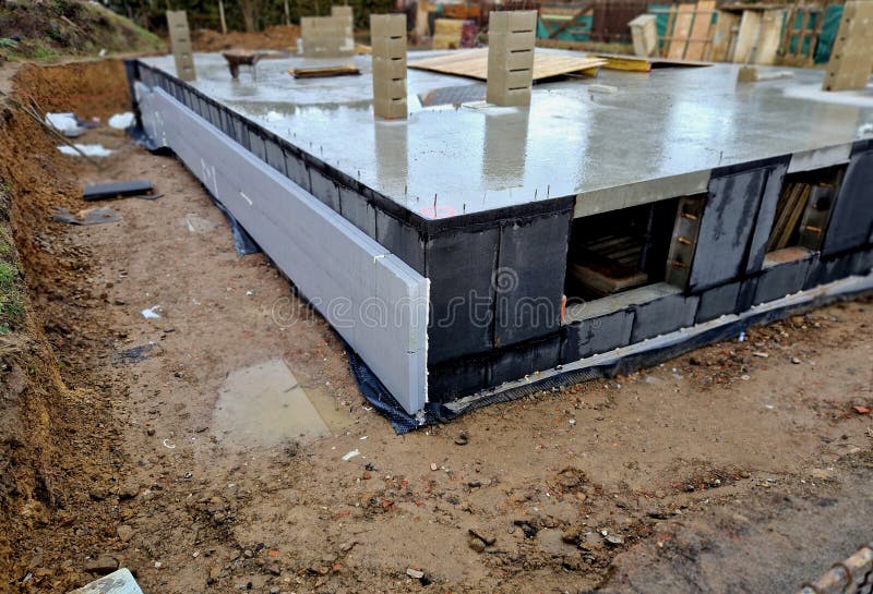 Thermal Insulation with Polystyrene Plates Around the Perimeter Stock ...
