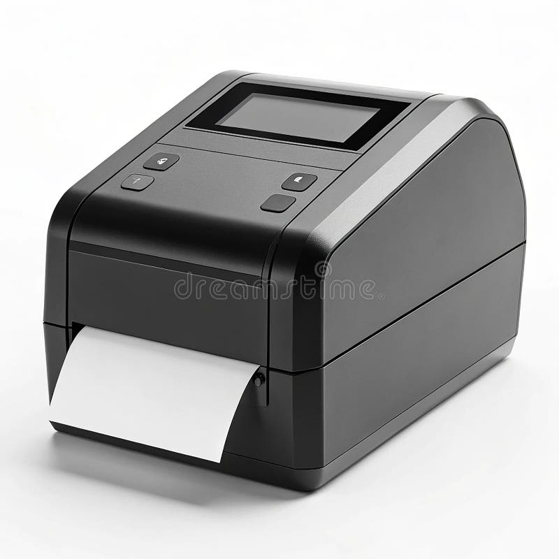 Thermal Label Printer on White Background Stock Illustration ...