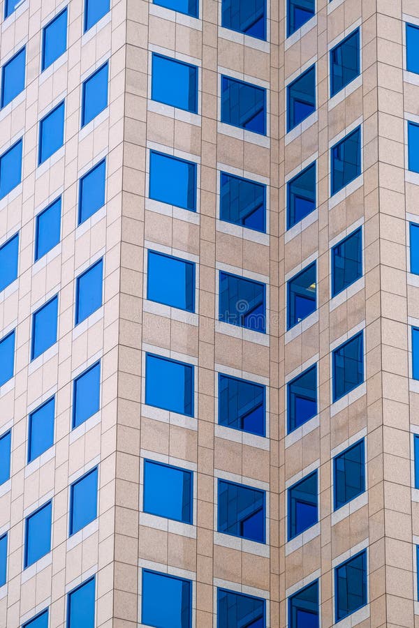 Blue Windows in Stone Tower Stock Photo - Image of downtown, tall ...
