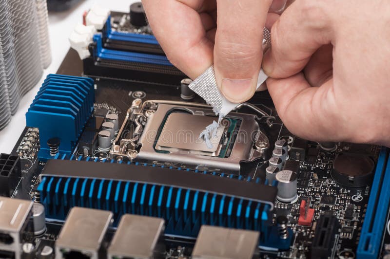Thermal Paste Applied on a Computer CPU. Stock Image - Image of ...