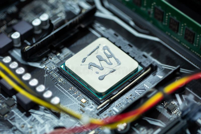 Thermal Paste is Applied To the Laptop Processor. Stock Image - Image ...
