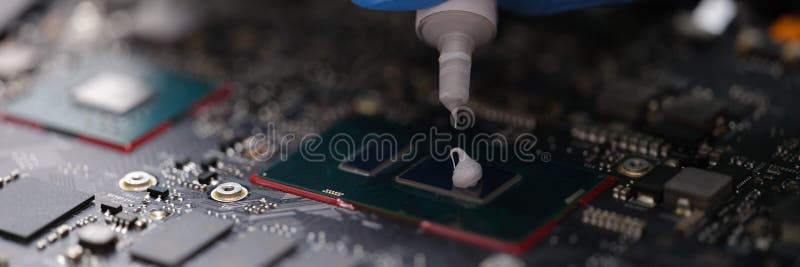 Thermal Paste on Computer Processor Chip Closeup Stock Image - Image of ...
