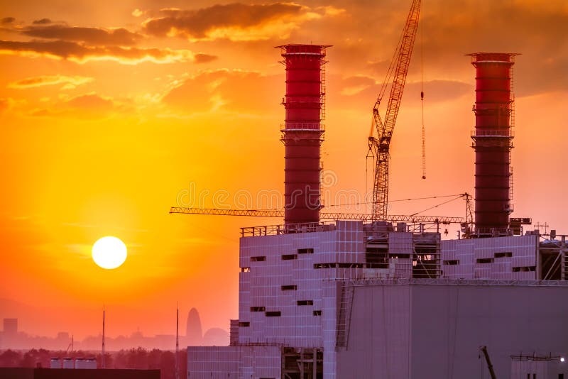 Thermal Power Plant on Sunset Stock Photo - Image of building, nuclear ...