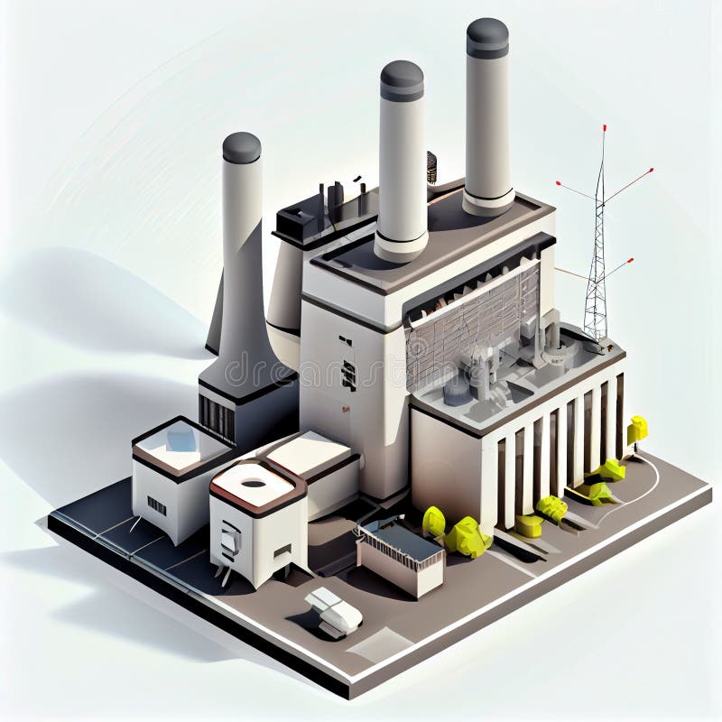 Thermal Power Plant. Visualization 3d Isometrical Icon Stock ...