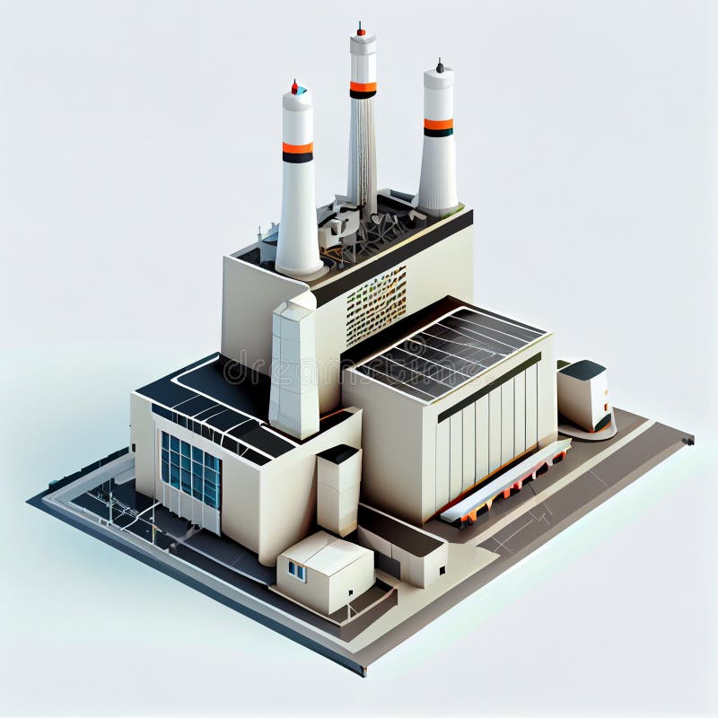 Thermal Power Plant. Visualization 3d Isometrical Icon Stock ...
