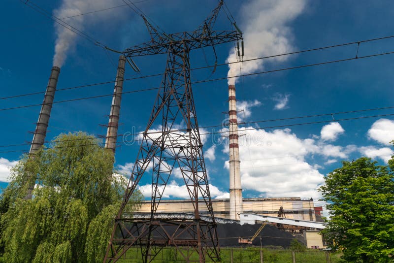 Thermal Power Stations and Power Lines. Distribution Electric ...