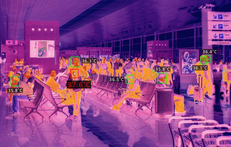 Temperature Check at a Supermarket, Grocery Store with a Thermal ...