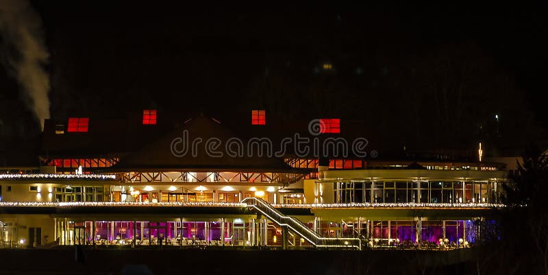 Thermal spa at night stock photo. Image of health, resort - 169024380