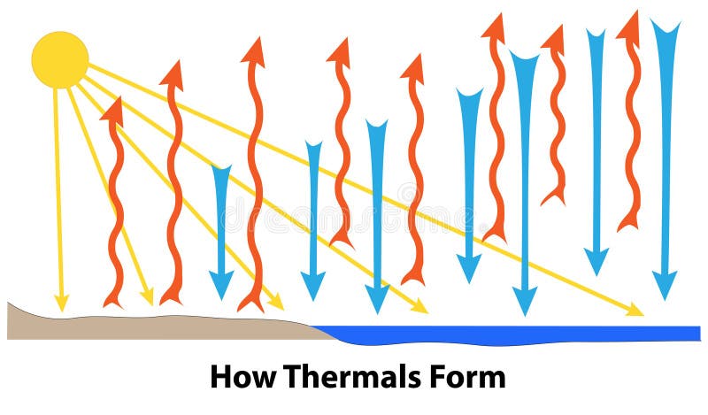 How Thermals Form Weather Diagram Stock Vector - Illustration of flow ...