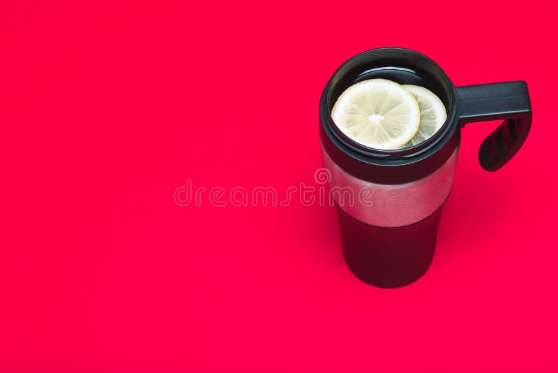 Thermo mug with tea stock image. Image of pear, coffee - 114119965