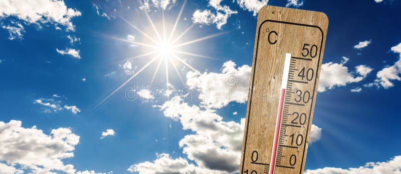 Thermometer on the Background of Nature Sky Stock Image - Image of ...