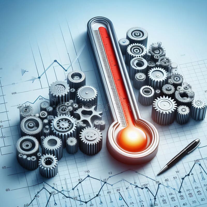 Thermometer Chart a Thermometer Chart with Gears Symbolizing P Stock ...