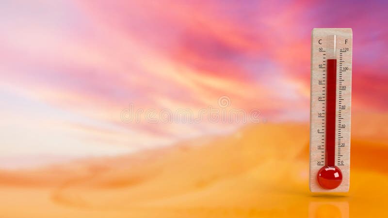 The Thermometer for Climate Change or Heat Wave Concept 3d Rendering ...