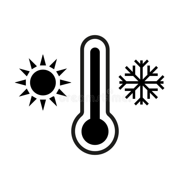 Thermometer with Cold and Hot Symbols. Sun and Snowflake Icon, Isolated ...