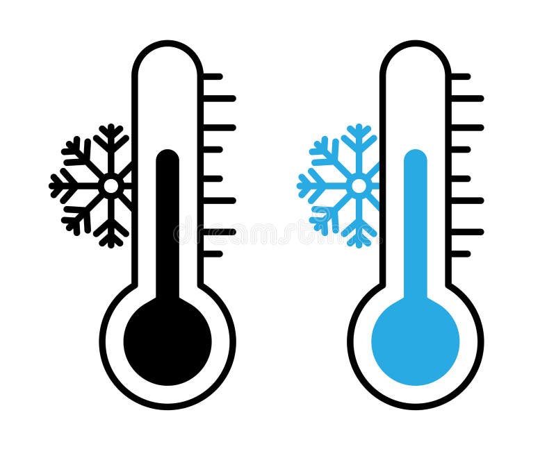 Thermometer Cold Icon Set. Winter Freezing Temperature Vector Symbol ...