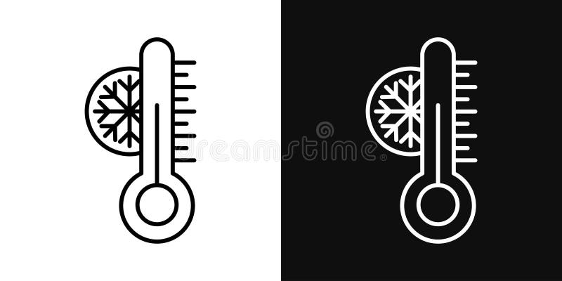 Thermometer Cold Icon Set. Winter Freezing Temperature Vector Symbol ...