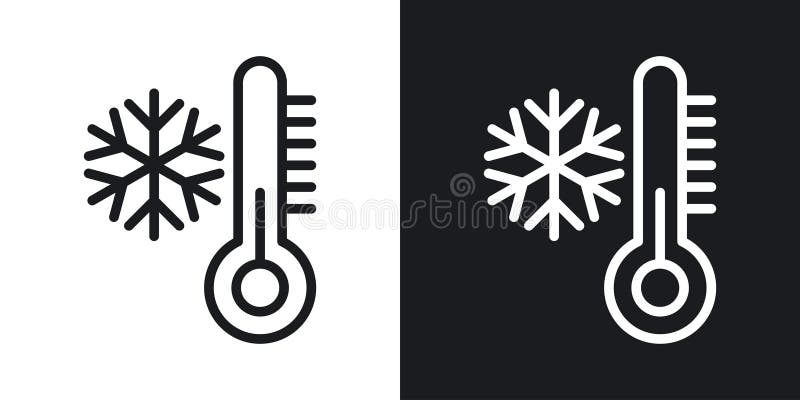 Thermometer Cold Icon Set. Winter Freezing Temperature Vector Symbol ...