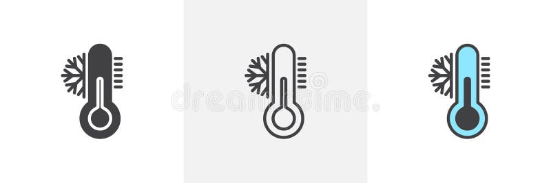 Thermometer Cold Icon Set. Winter Freezing Temperature Vector Symbol ...
