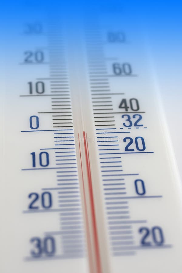 Thermometer On A Cold Day Or Hot Day Measures The Temperature. Analog ...