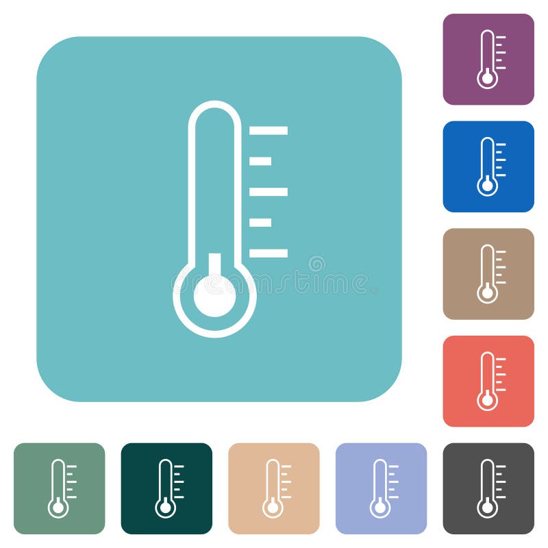 Thermometer Cold Temperature Rounded Square Flat Icons Stock Vector ...