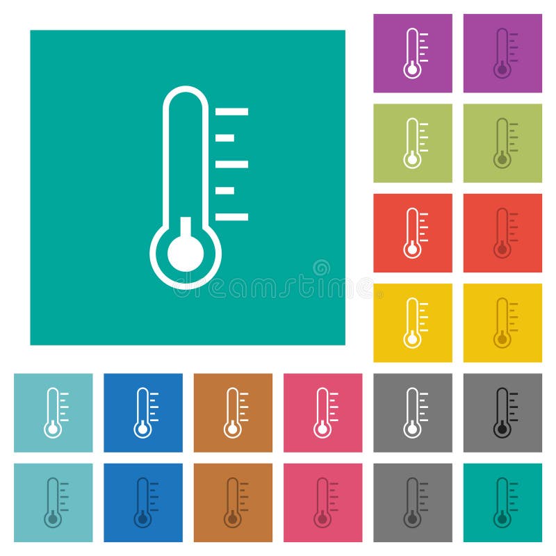 Thermometer Cold Temperature Square Flat Multi Colored Icons Stock ...