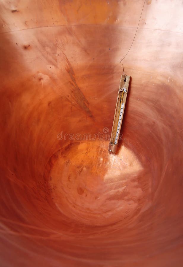 Thermometer in a Copper Pot in the Dairy Stock Image - Image of ...