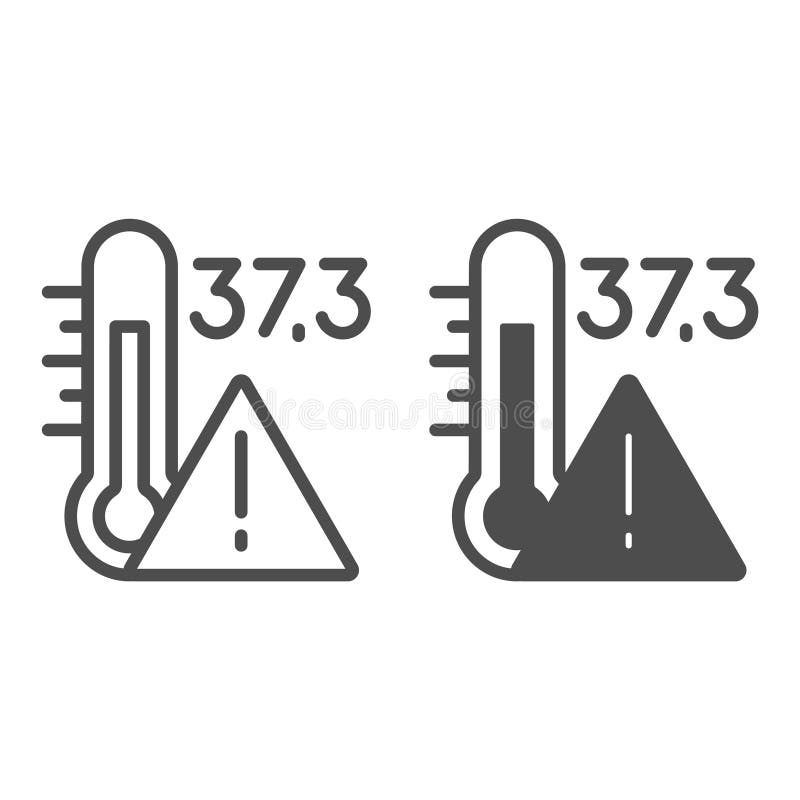 Thermometer Danger Temperature Line and Solid Icon, Illness Danger ...