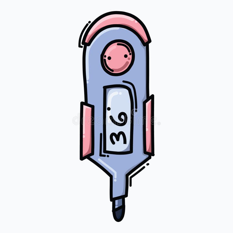 Thermometer Doodle Color Vector Icon. Drawing Sketch Illustration Hand ...
