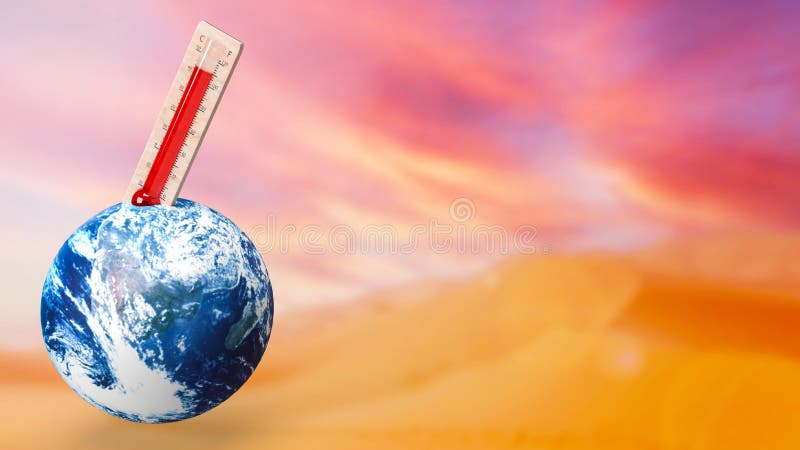 The Thermometer and Earth for Eco or Climate Change Concept 3d ...