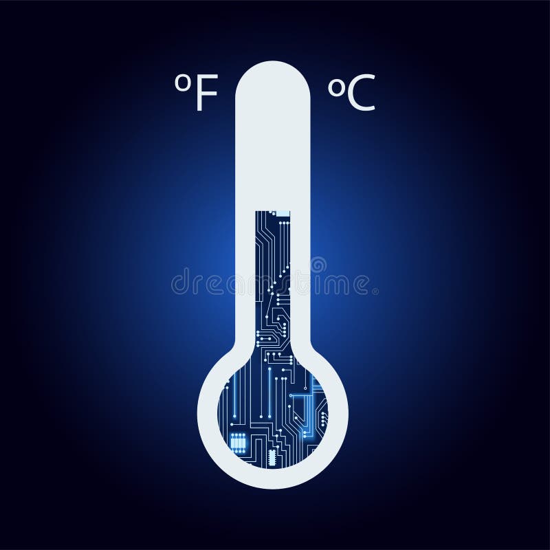 Thermometer with by Electronic Circuit Stock Vector - Illustration of ...
