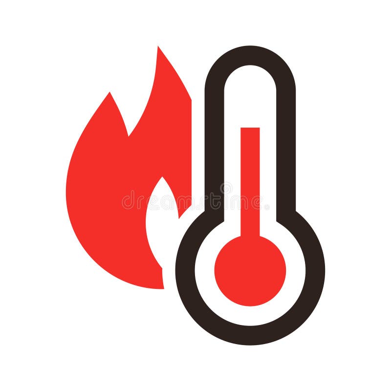 Thermometer and Fire Sign. Hot Temperature Illustration Sign Stock ...