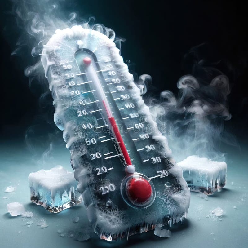 Thermometer, Freezing Temperatures, Frozen and Cold, Covered with Ice ...