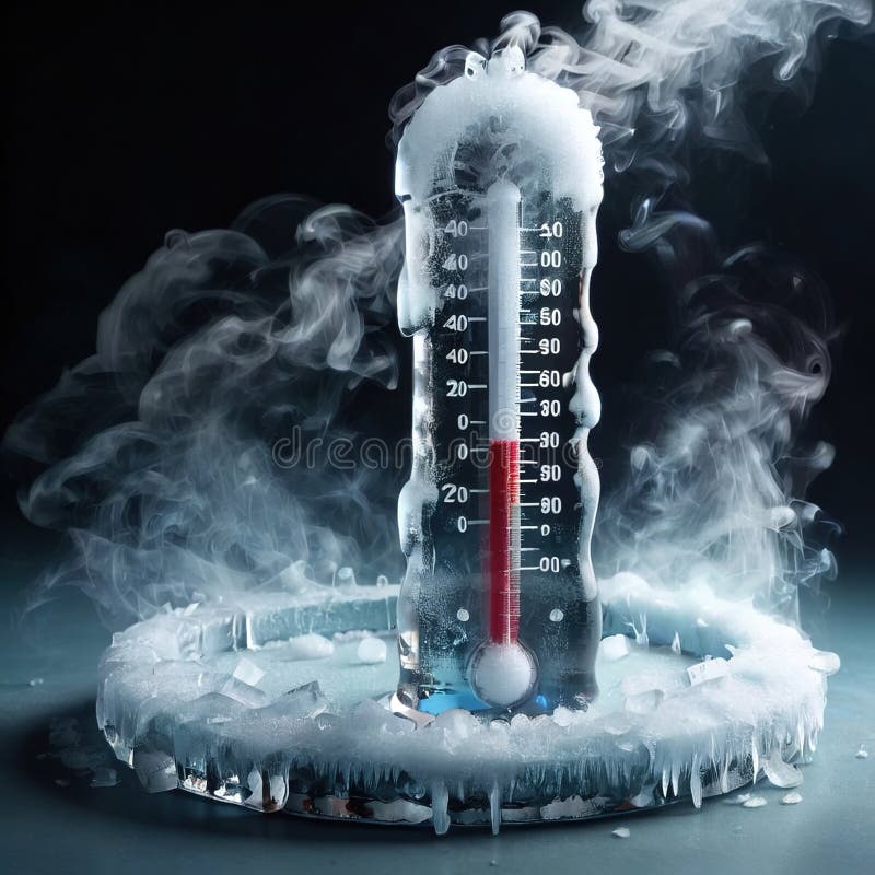 Thermometer, Freezing Temperatures, Frozen and Cold, Covered with Ice Stock Illustration ...