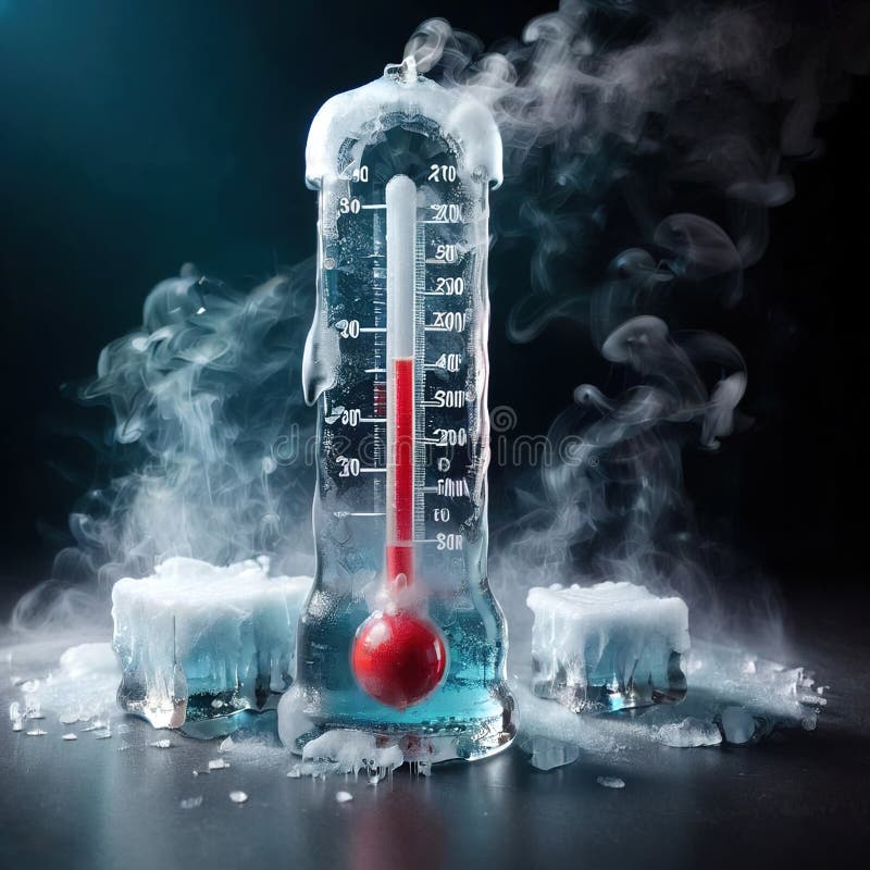 Thermometer, Freezing Temperatures, Frozen and Cold, Covered with Ice ...