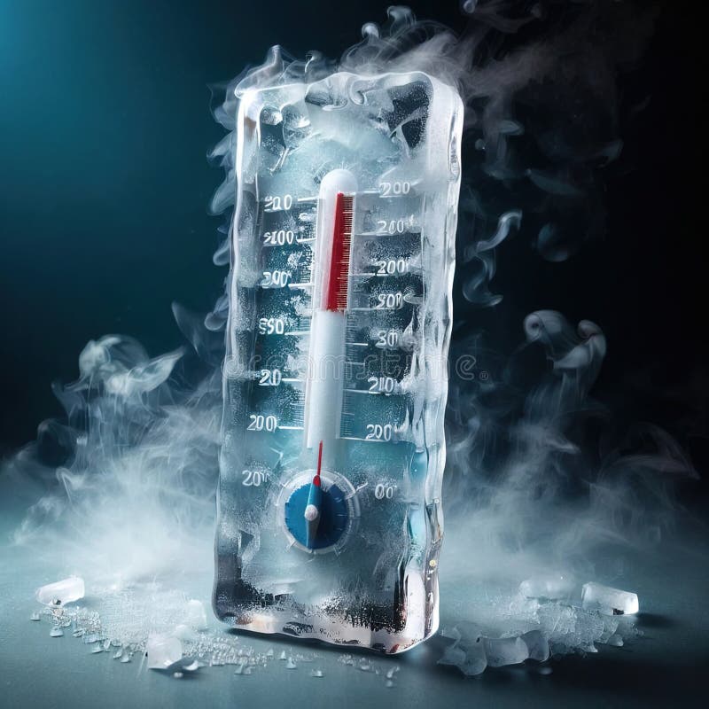 Thermometer Freezing Temperatures Frozen And Cold Covered With Ice